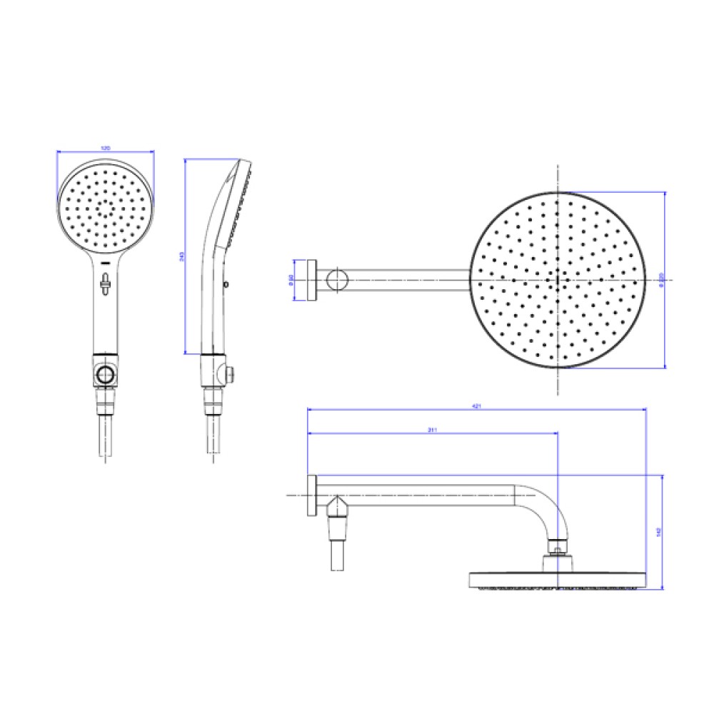 Chuveiro Redondo Parede Com Desviador e Ducha Manual Deca Flex Max ...
