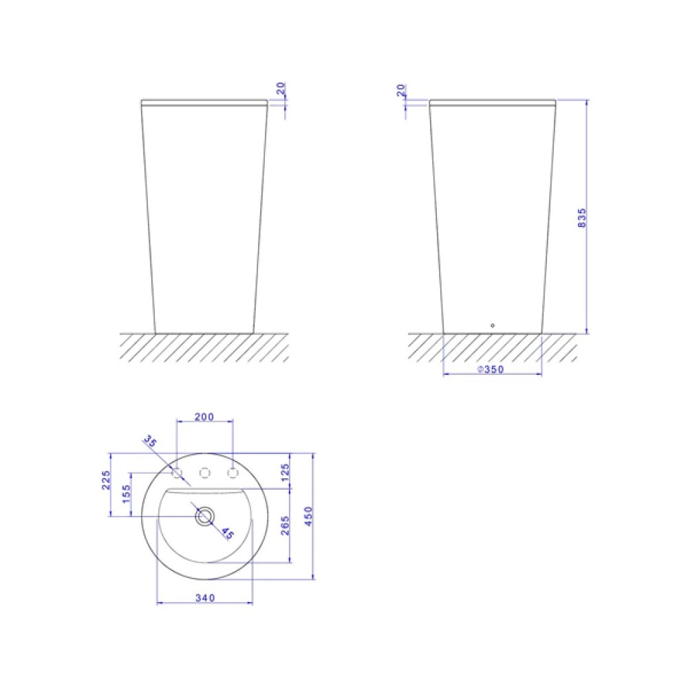 Cuba Deca Piso Cilíndrica com Mesa Marrom LC.1272.22 - Deca - Banheiro ...