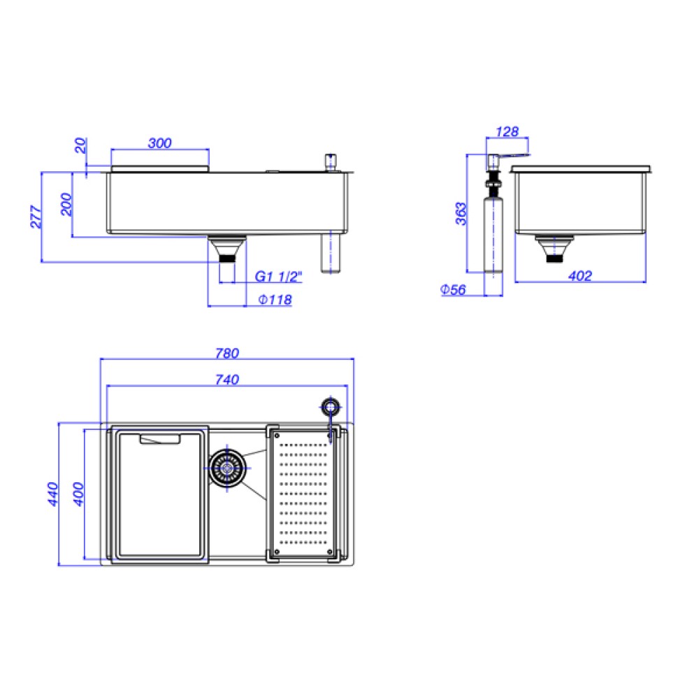 Cuba de Cozinha Retangular Deca com Acessórios 75x40cm Suprema Inox CC ...