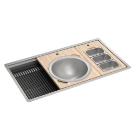 Cuba de Cozinha Retangular c/Deck Deca 90x50cm Funstation Inox CC.680. ...