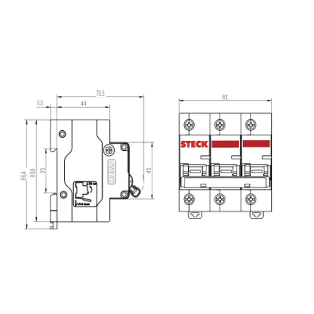 Disjuntor Tripolar Curva C 80A Steck - Steck - Elétrica - Disjuntores ...