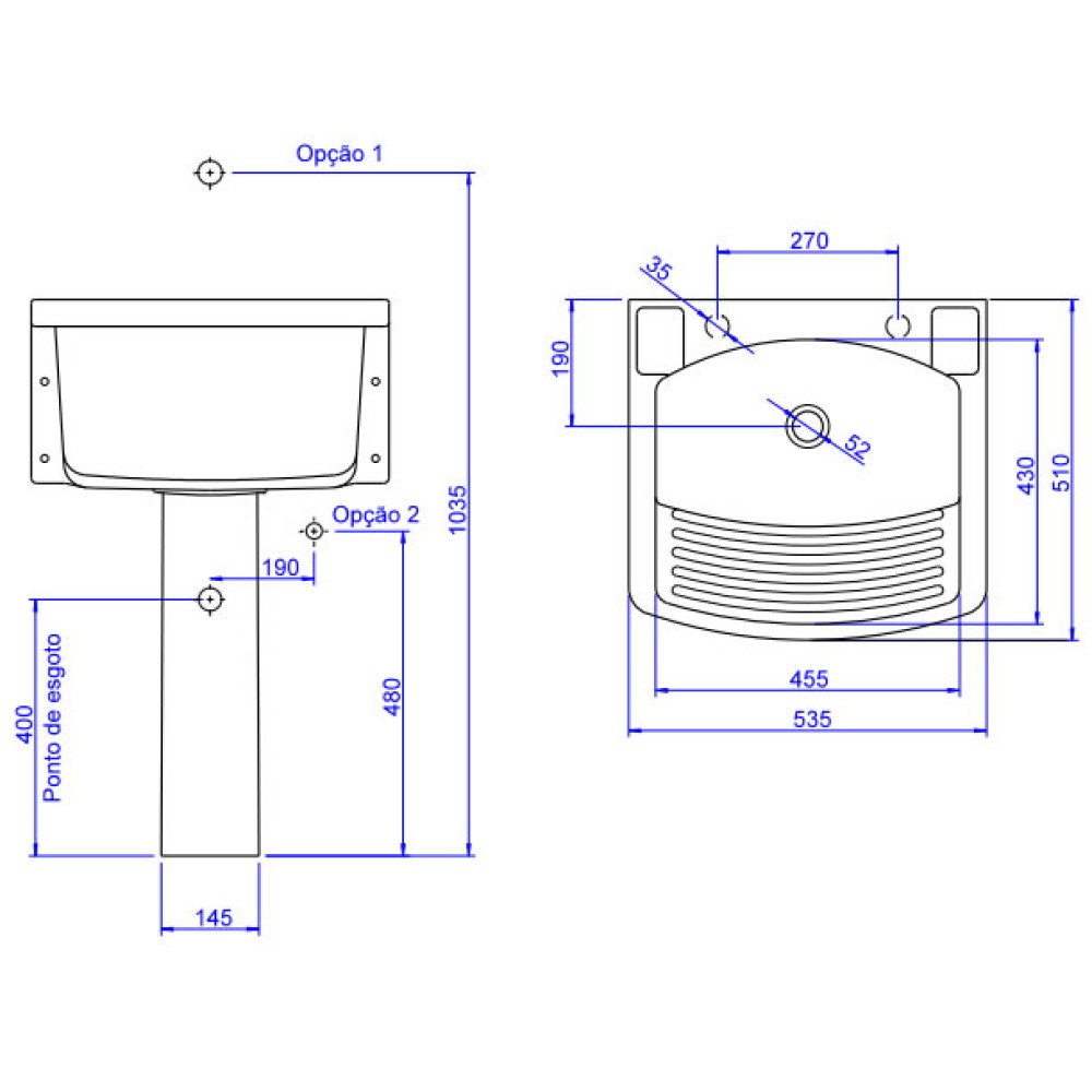Tanque Médio De 30 Litros 535X510 Deca TQ.02.17 - Deca - Lavanderia/ Área Externa - Tanque e Coluna