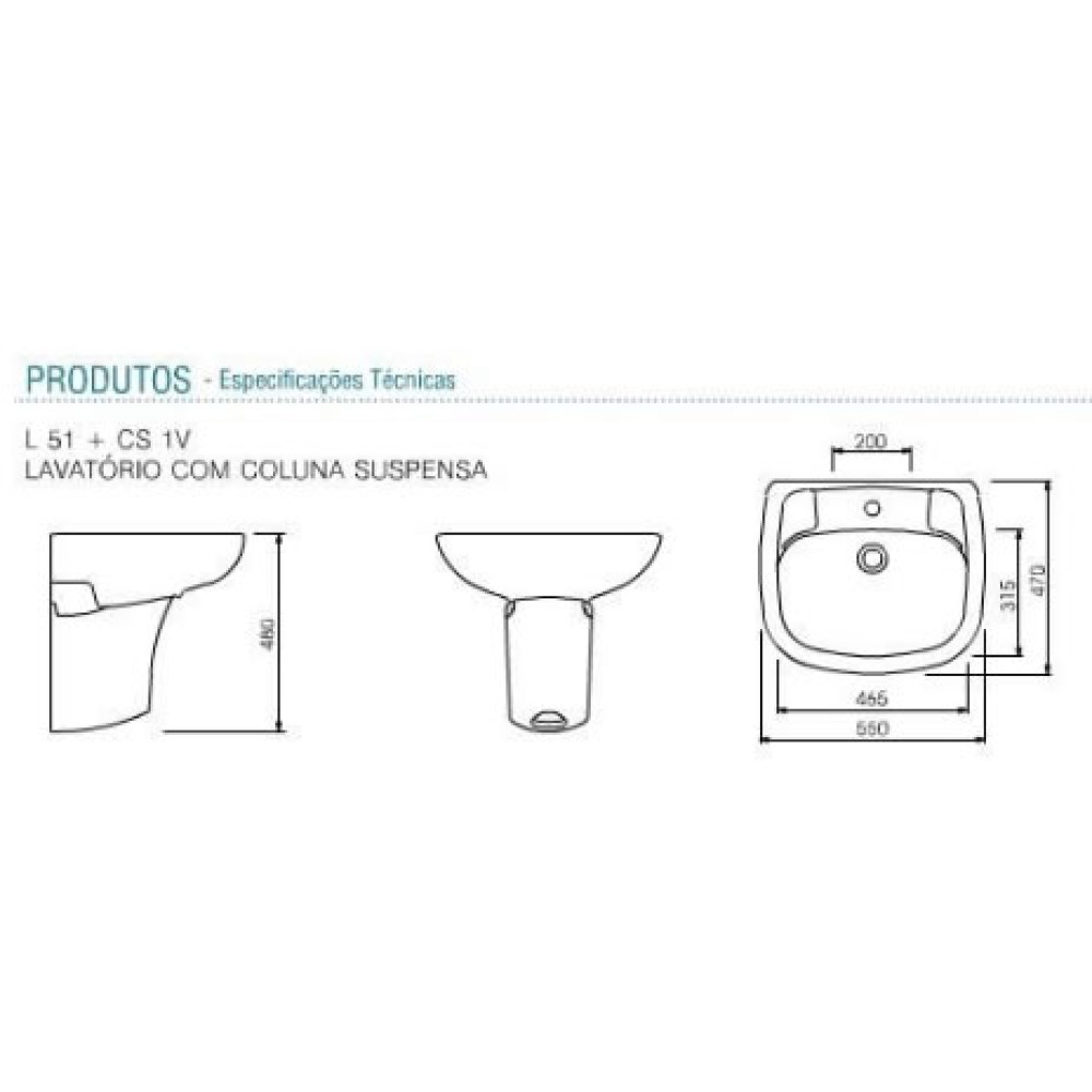 Lavatório De Coluna Vogue Plus Deca L.51.17 - Deca - Banheiro - Louças ...
